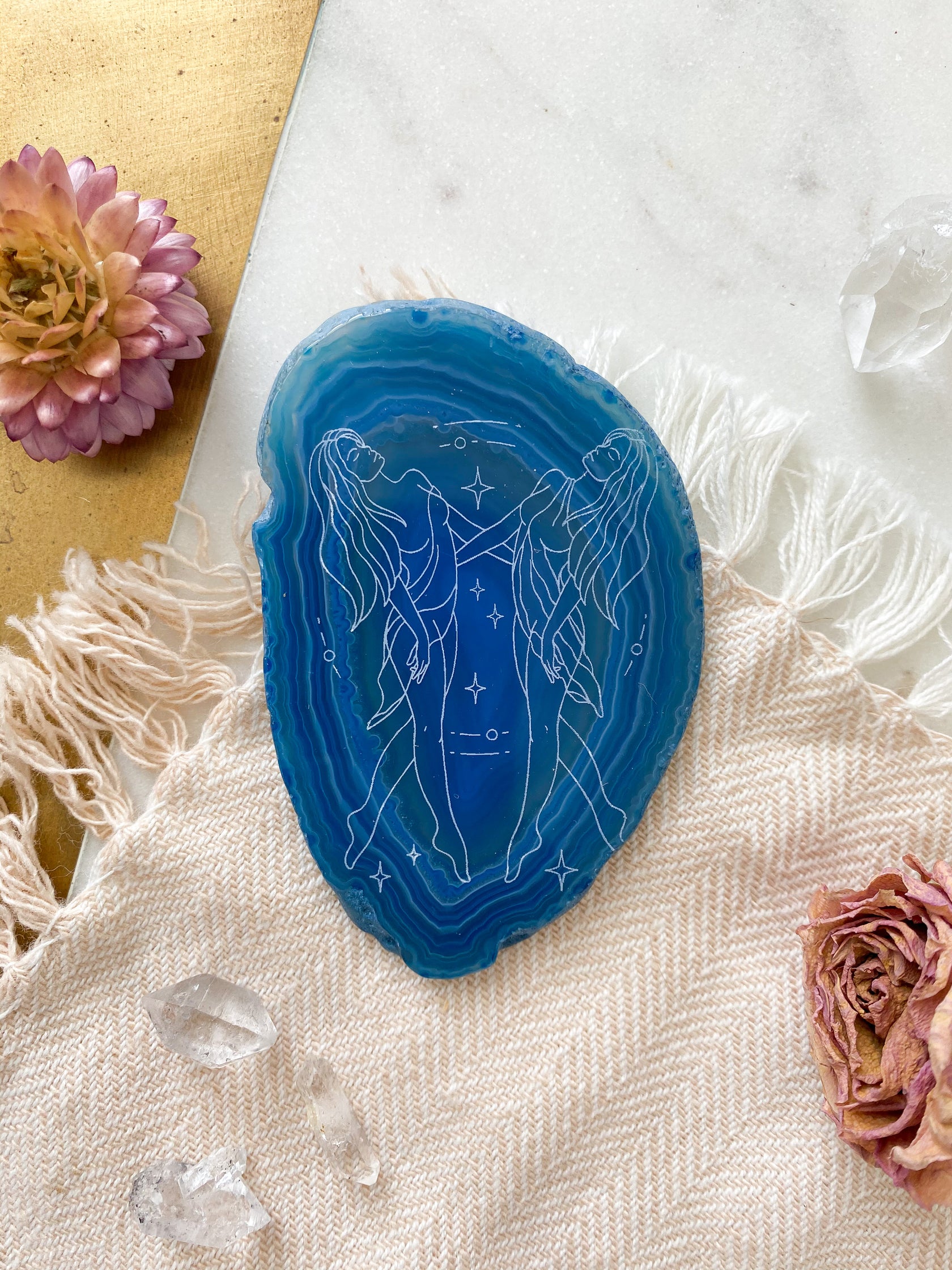 "Dynamic" Gemini Goddess Twins Zodiac Astrology Agate Slices ...